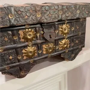 Pier 1 | Accents | Vintage Handcrafted Wooden Treasure Chest Trunk ...